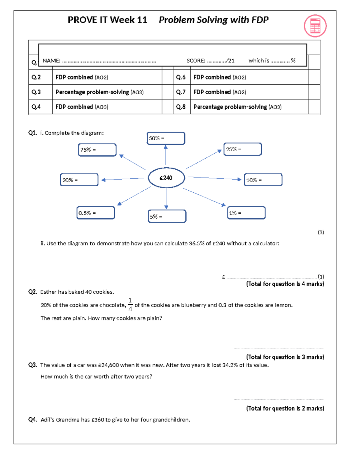 Week 11 Prove IT - FDP - maths worksheet - PROVE IT Week 11 Problem ...