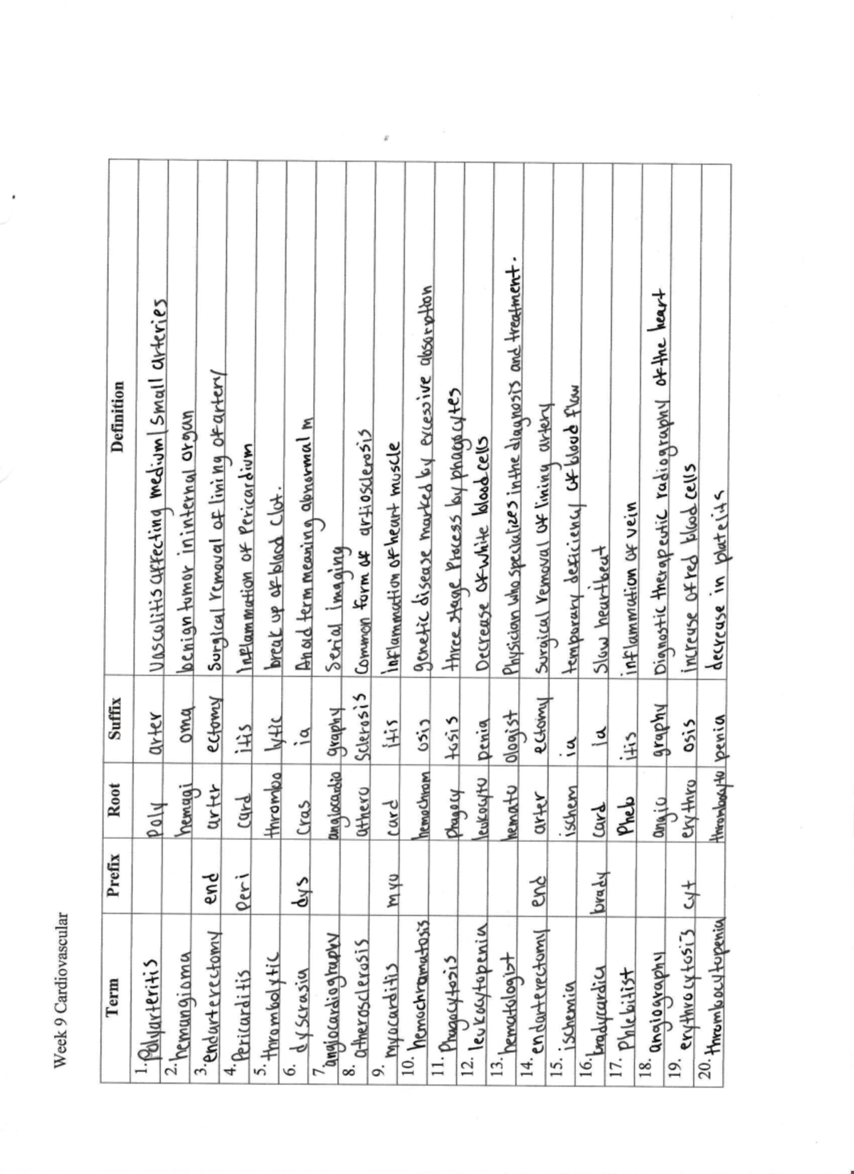 Cardiovascular 1 - Medical Terminology: Week 9 Prefixes, Roots, and ...