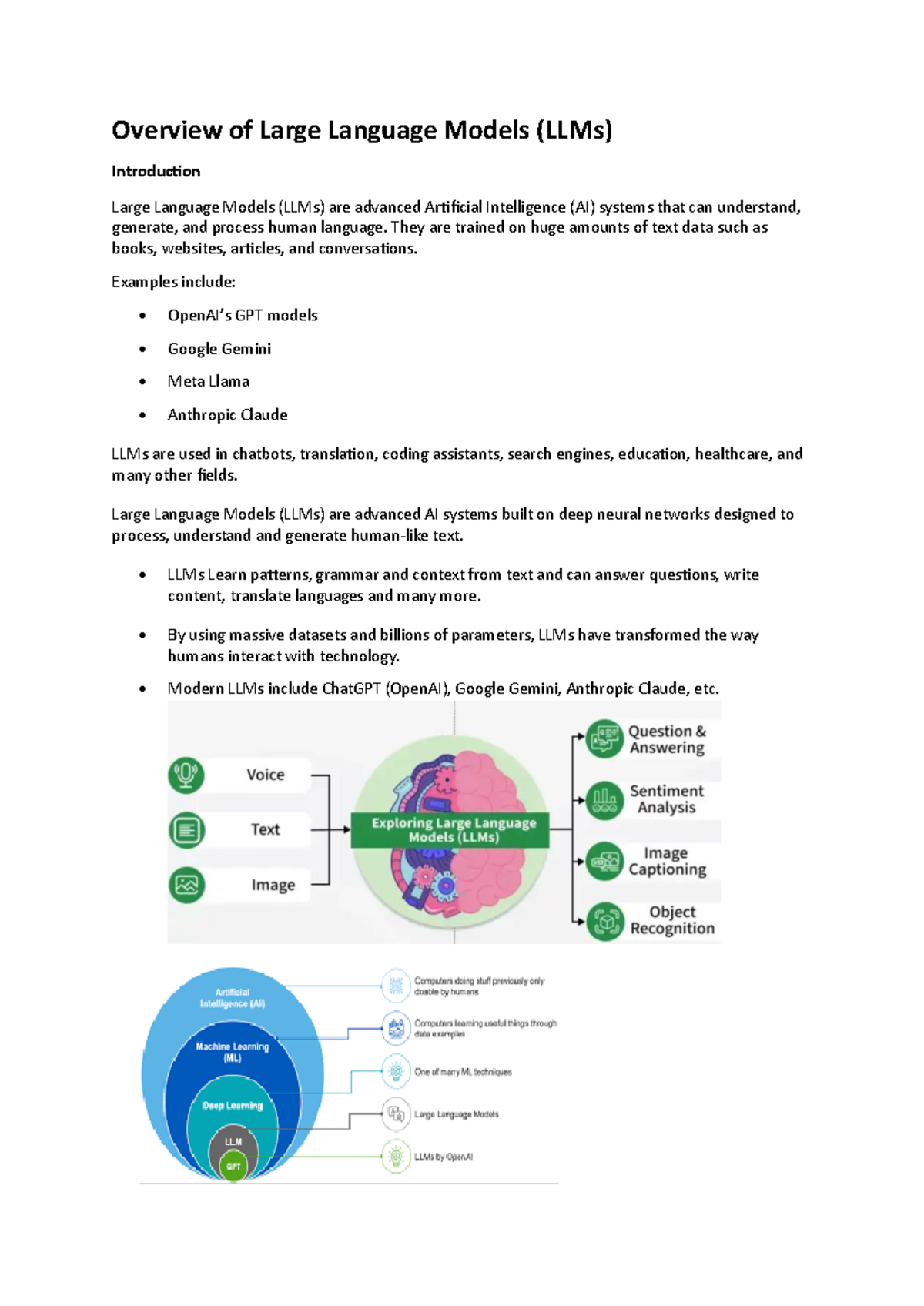 AI-3 U - M TECH NOTES: Overview of Large Language Models (LLMs) - Studocu