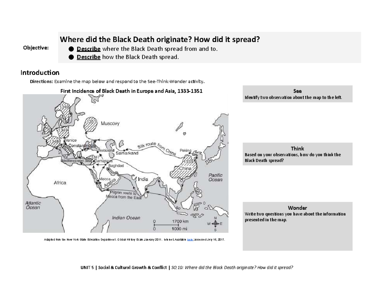 UNIT 5 Global History Exam: The Origin and Spread of the Black Death ...