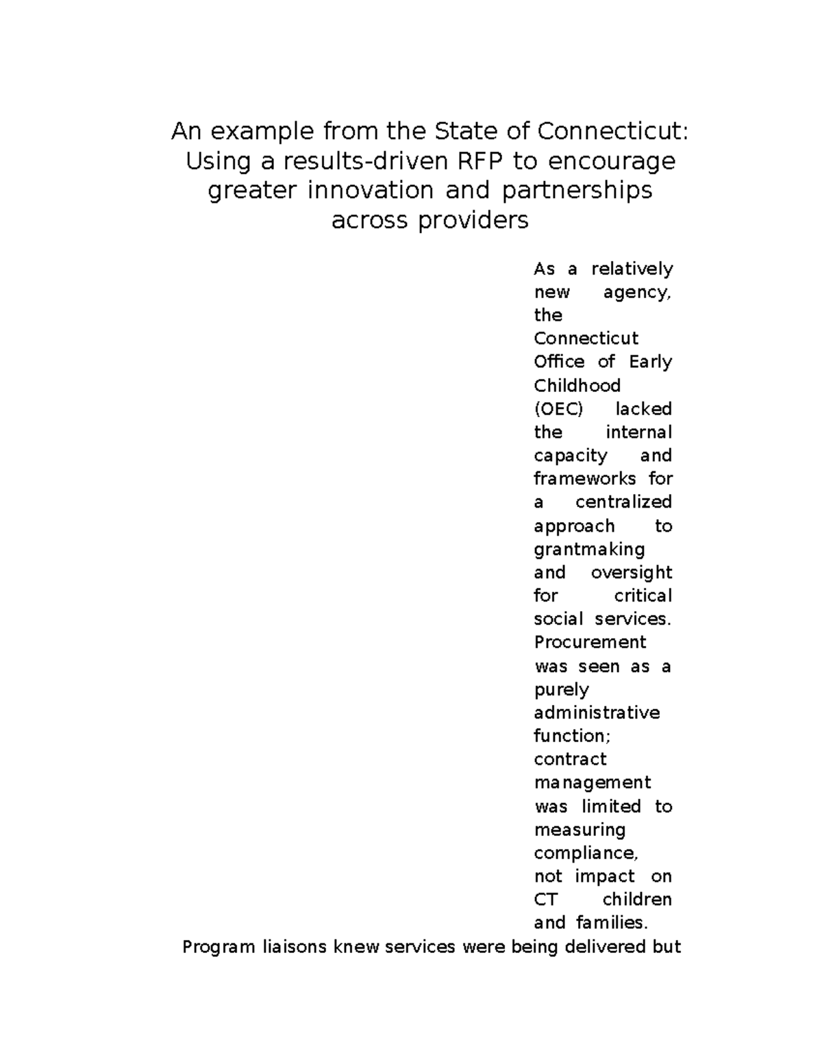 CT OEC: RFP Strategies for Innovation & Partnerships - Lecture Notes ...