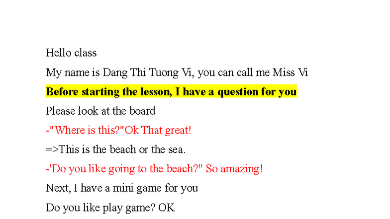 Warm up - jn jbhhijbjbjkb - Hello class My name is Dang Thi Tuong Vi ...