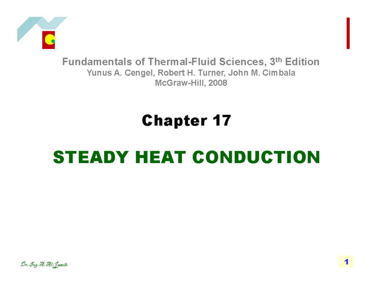 Chapter 17: Steady Heat Conduction in Plane Walls - Fundamentals of ...