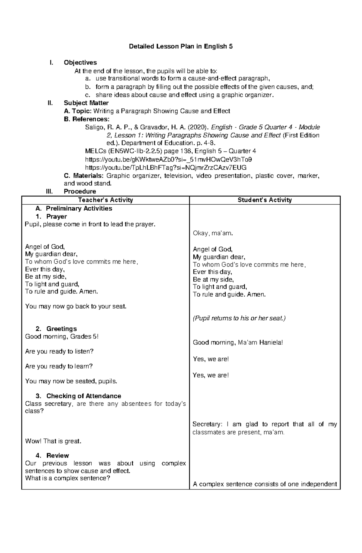 Final DEMO DLP 1 - Detailed Lesson Plan in English 5 I. Objectives At ...