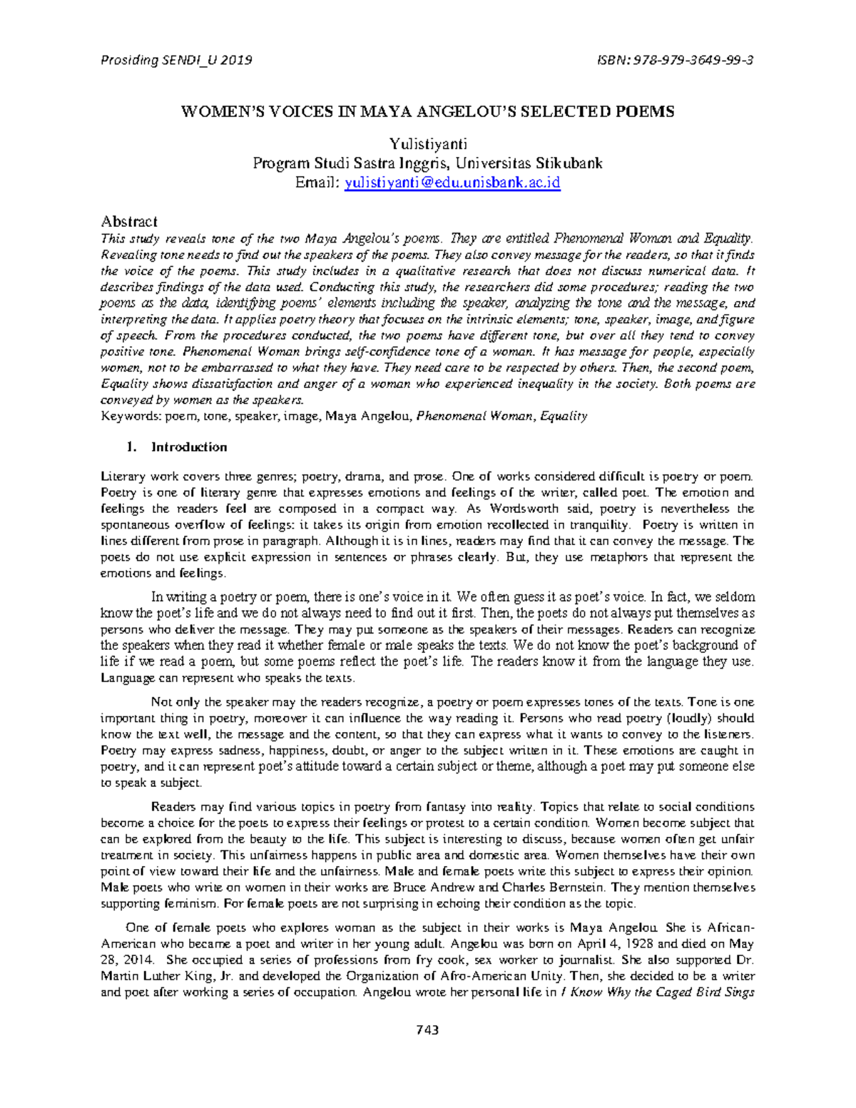 Women’s Voices and Tone in Maya Angelou's Poems (ENG 7288) - Studocu