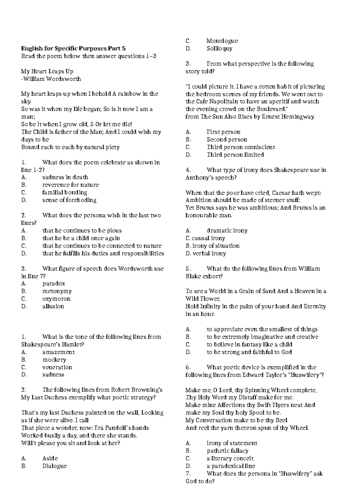 English for Specific Purposes - Exam Questions Part 5 - Studocu