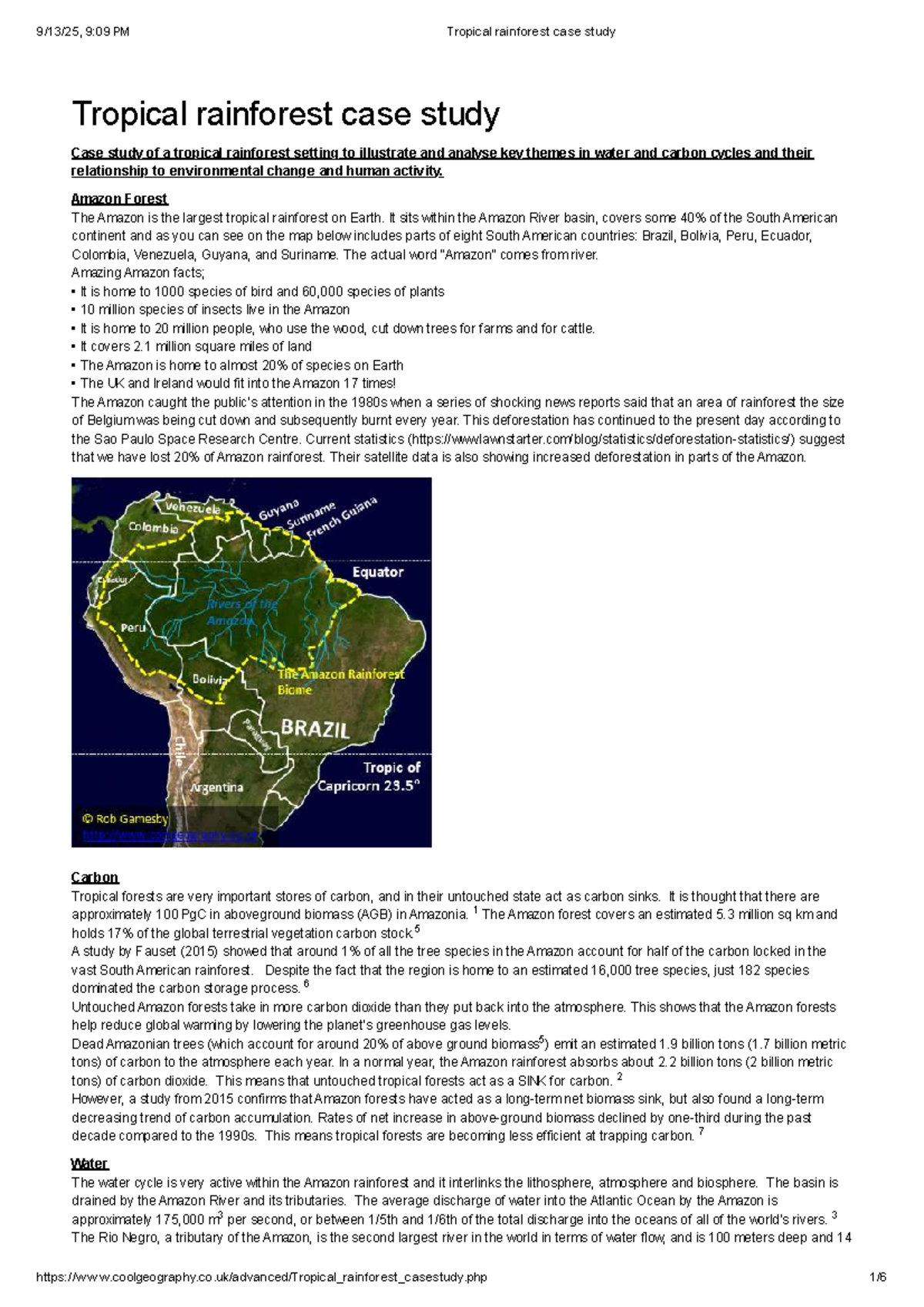 Tropical Rainforest Case Study: Water & Carbon Cycles Analysis - Studocu