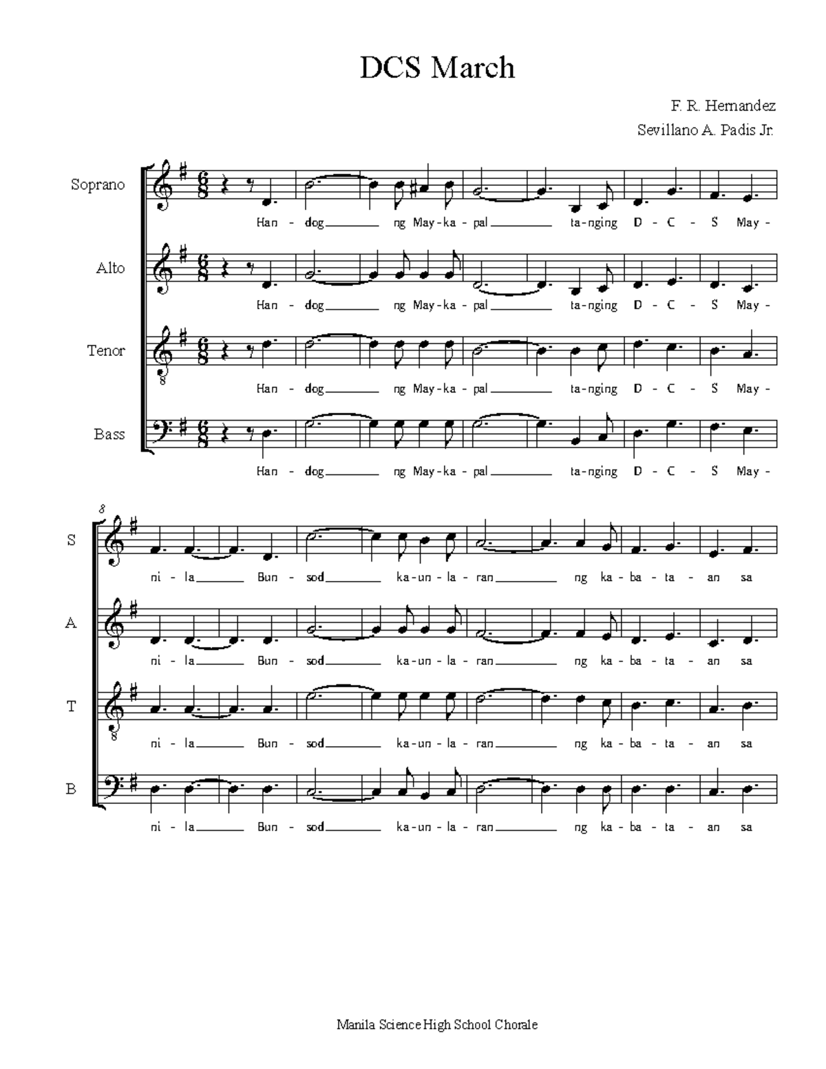 DCS March SATB Choral Arrangement by F. R. Hernandez - Studocu