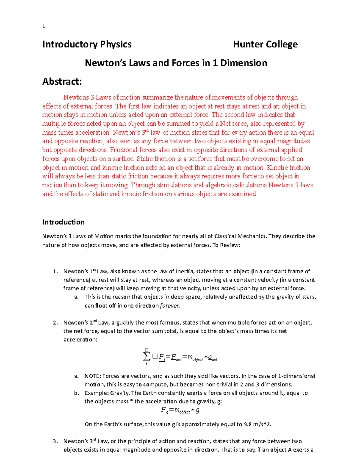 Lab 4: Exploring Newton's Laws of Motion and Friction Forces - Studocu