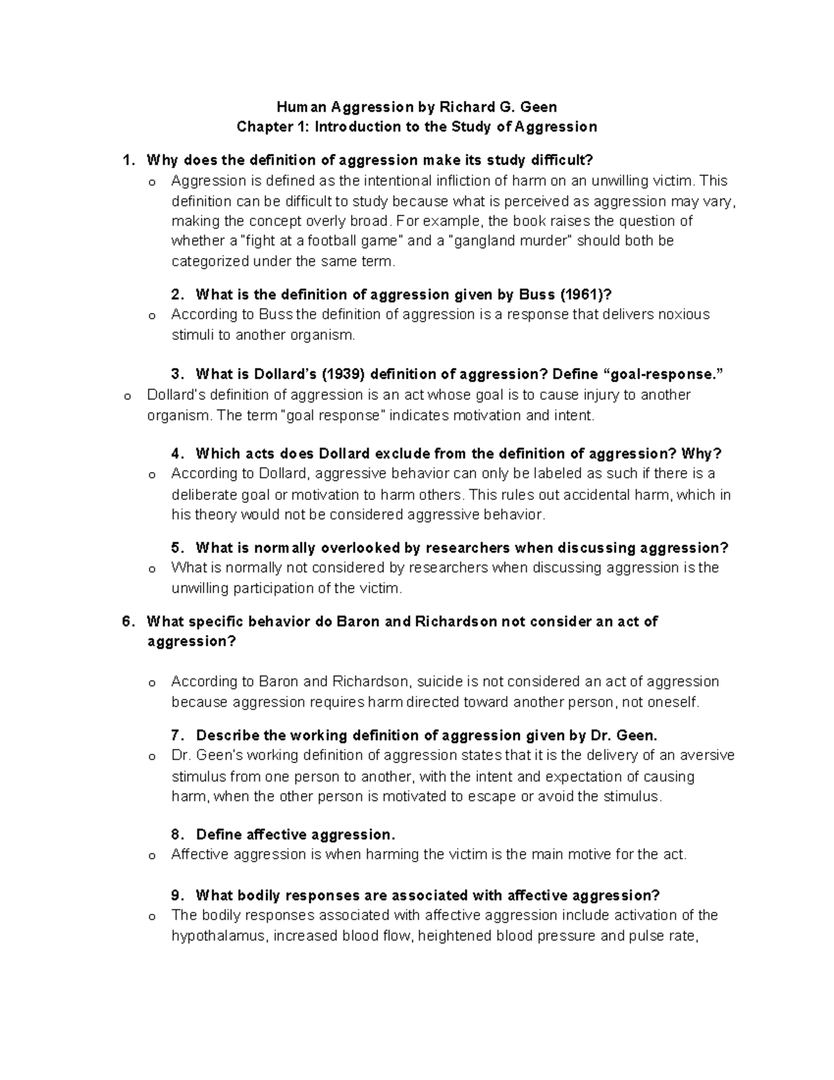 Understanding Human Aggression: Insights from Psychology & Biology (PSY ...