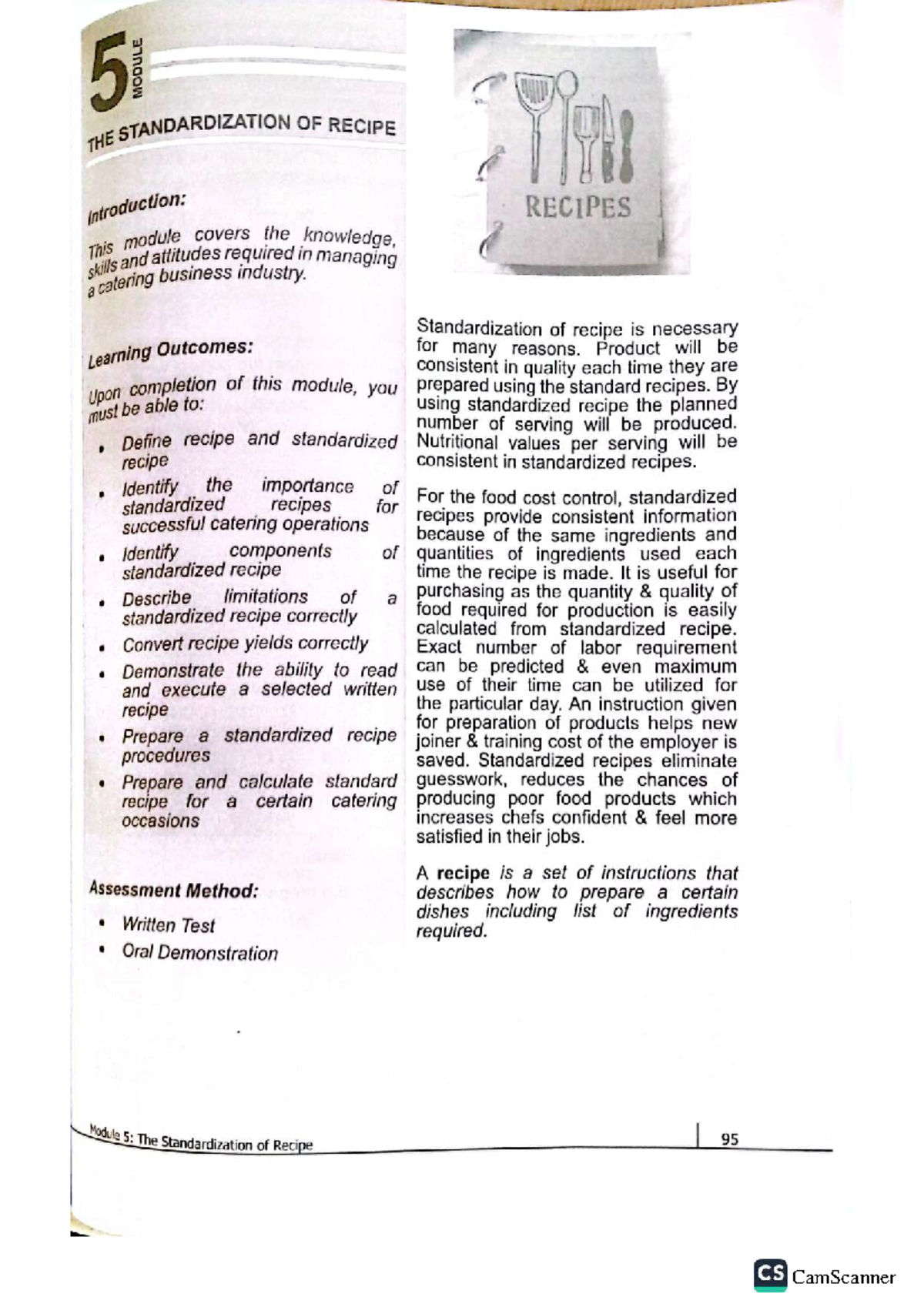 CS 5 Standardized Recipe Management for Catering Success - Studocu