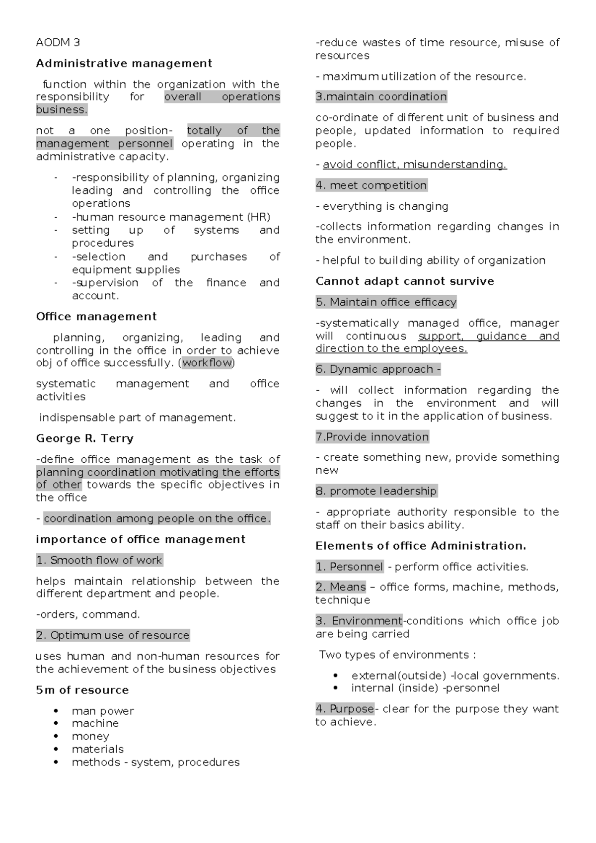 AODM 3 Year 1 Chapter 1: Effective Resource Management in Admin - Studocu