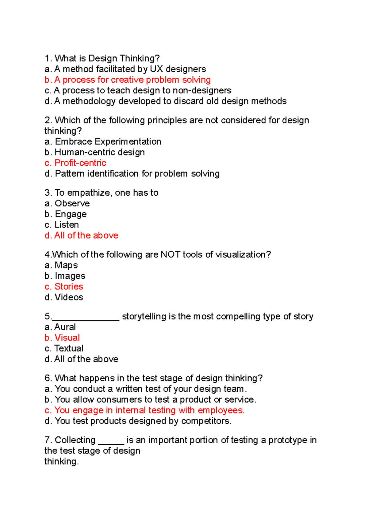 Design Thinking Question Bank - IDT 101 - Studocu