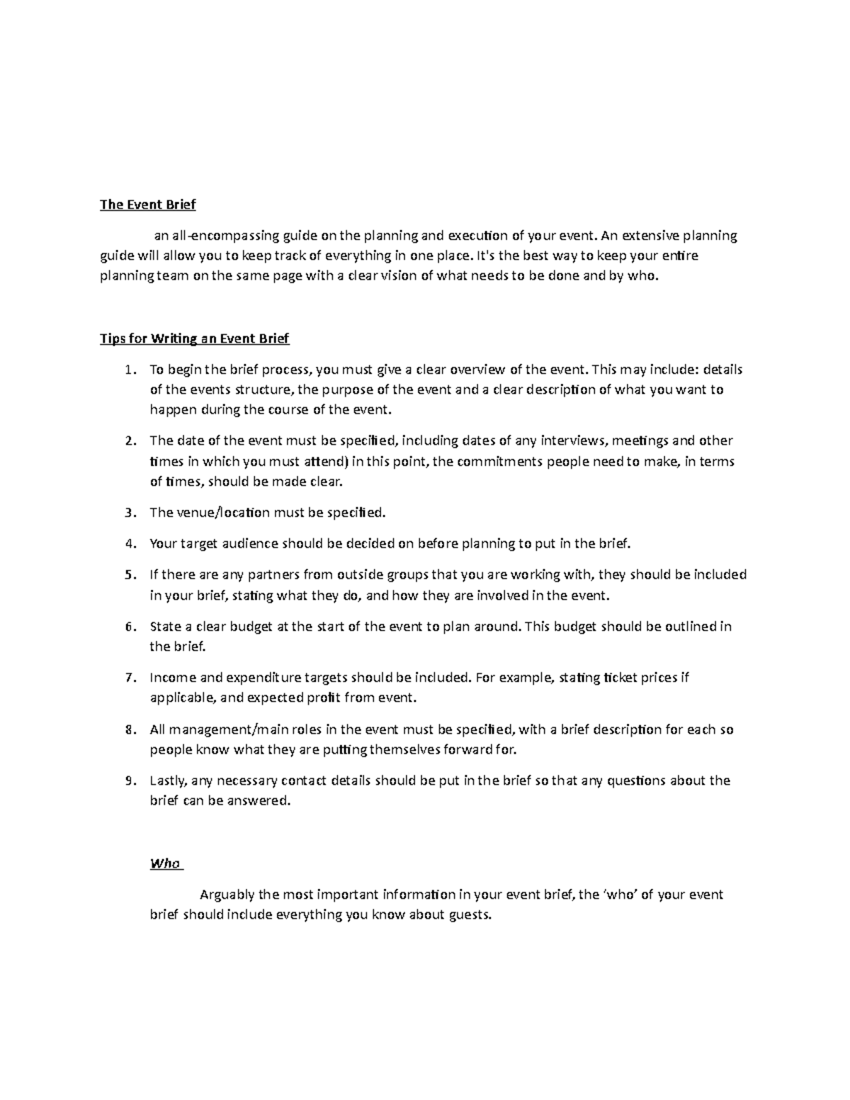 The Event Brief: Comprehensive Guide for Event Planning & Execution ...