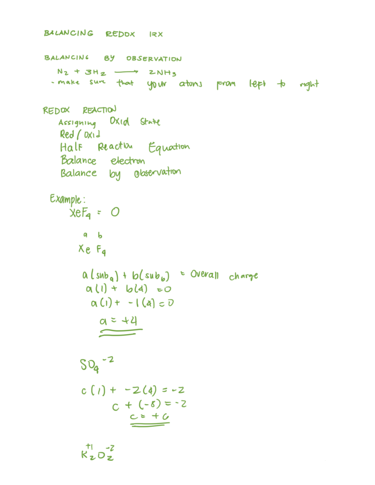 Balancing Redox Reactions: Observations and Examples (CHEM 101) - Studocu