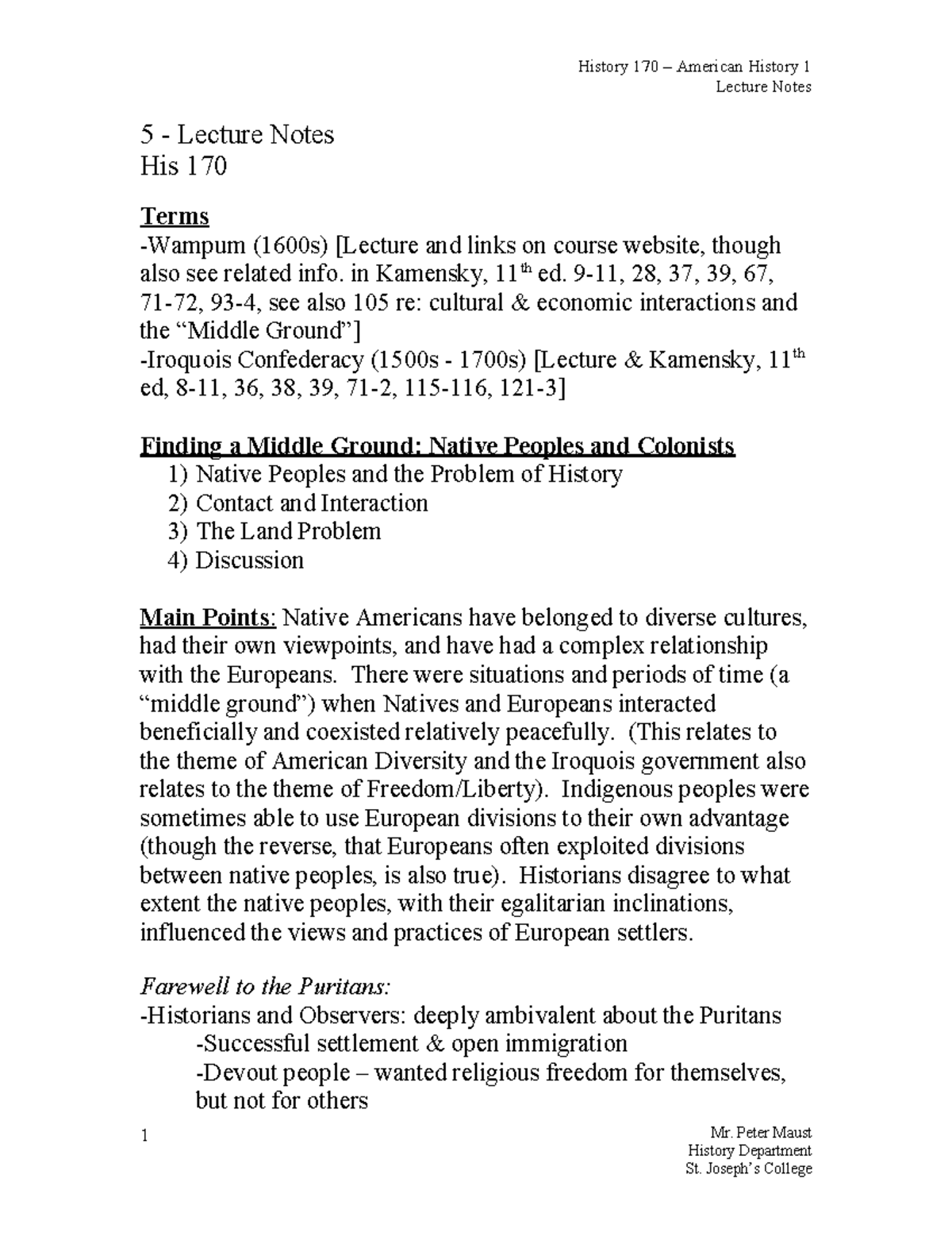 History 170: Lecture Notes on Native Americans & Colonization - Studocu