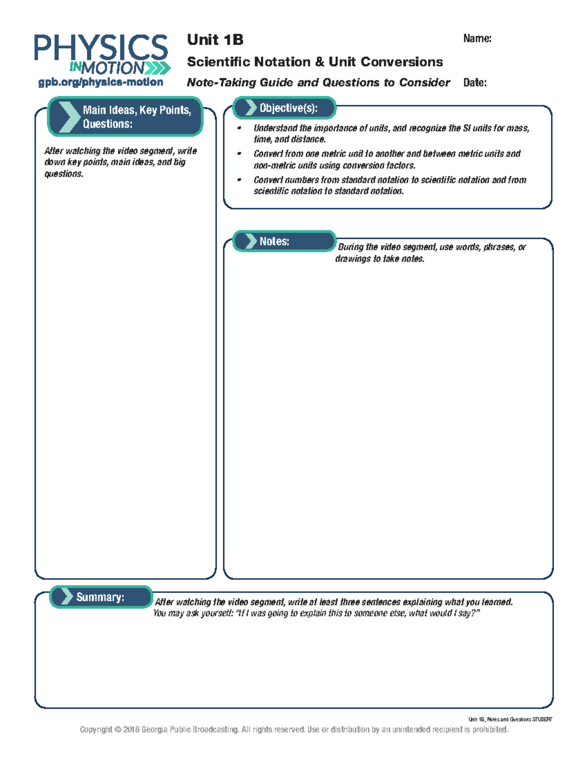 Unit 1B Scientific Notation & Unit Conversions Guide - Studocu