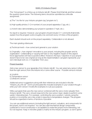 Arduino lab 2 - Arduino Lab # 2 : Digital Input / Output (DIO) Introduction Students should ...