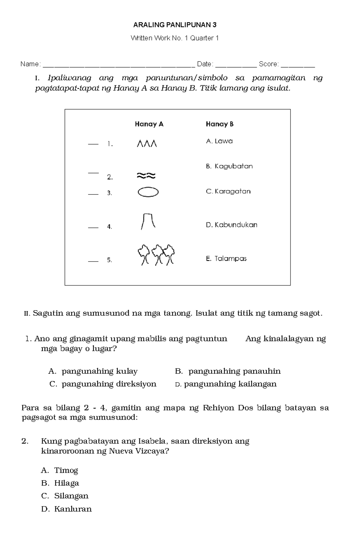 Grade 3 Summative Test in AP Modules 1-3 - ARALING PANLIPUNAN 3 Written ...