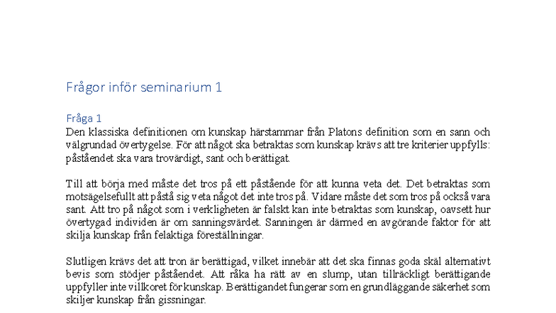 Sem1 - Frågor och Diskussioner inför Seminarium 1 - Studocu