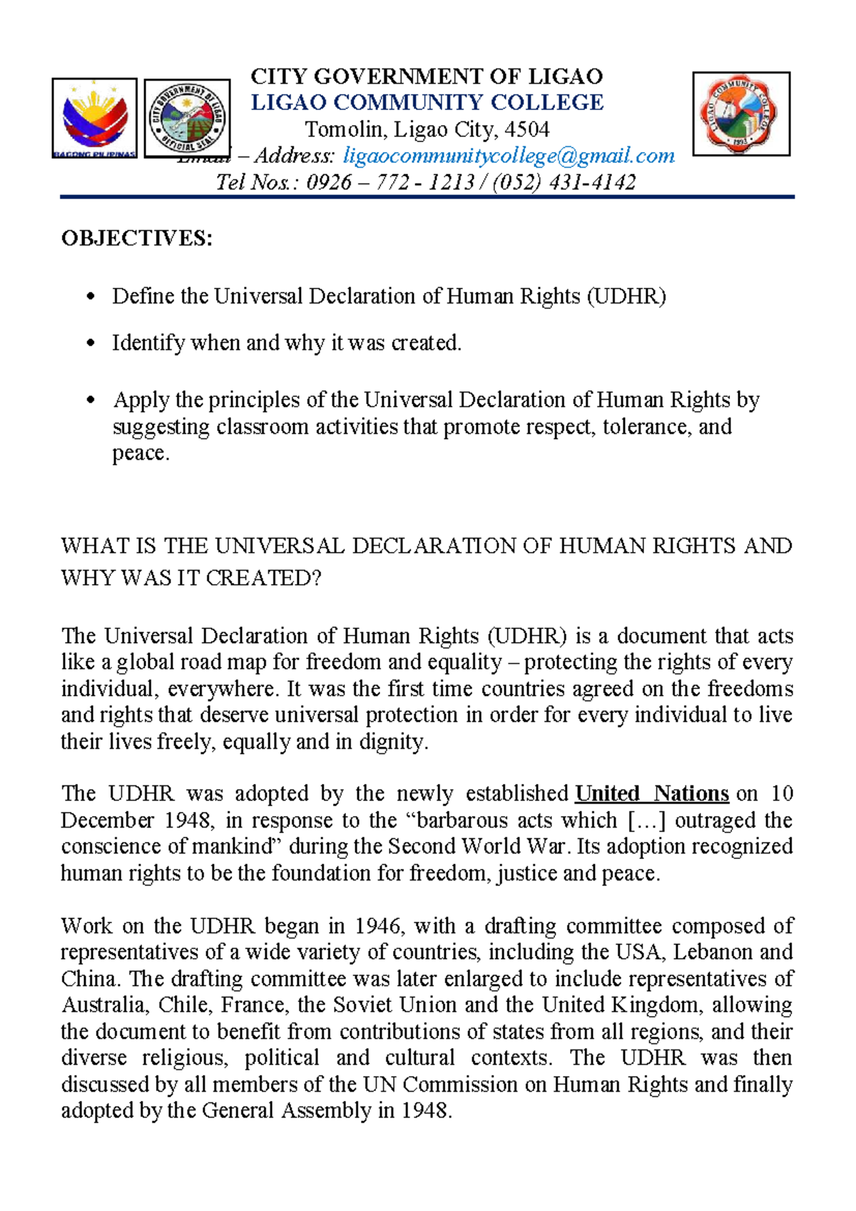 Human Rights Education: Understanding the UDHR and Its Impact - Studocu