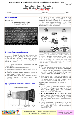 LAS Phy Sci W3&4 M2 - Worksheets for Grade 11 Physical Science - LAS for Physical Science (Grade ...