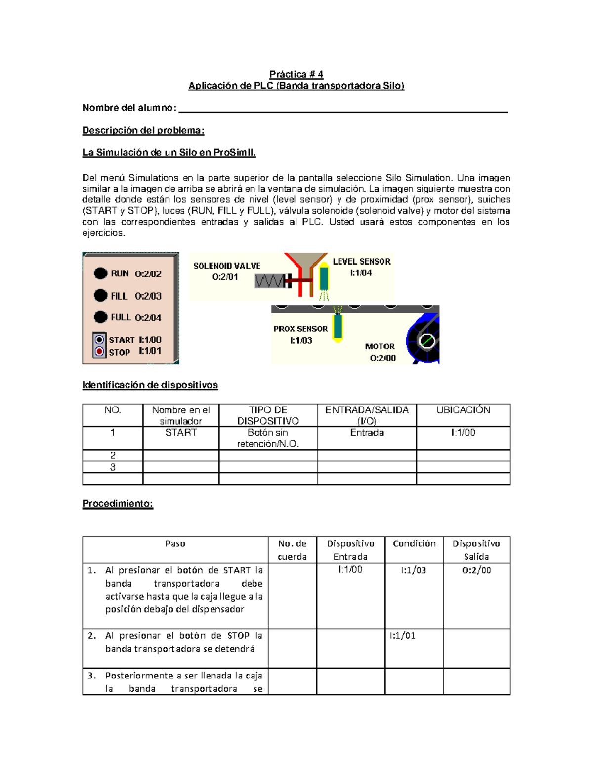 Simulación Silo en ProSim II: Práctica #4 de PLC y Banda Transportadora ...