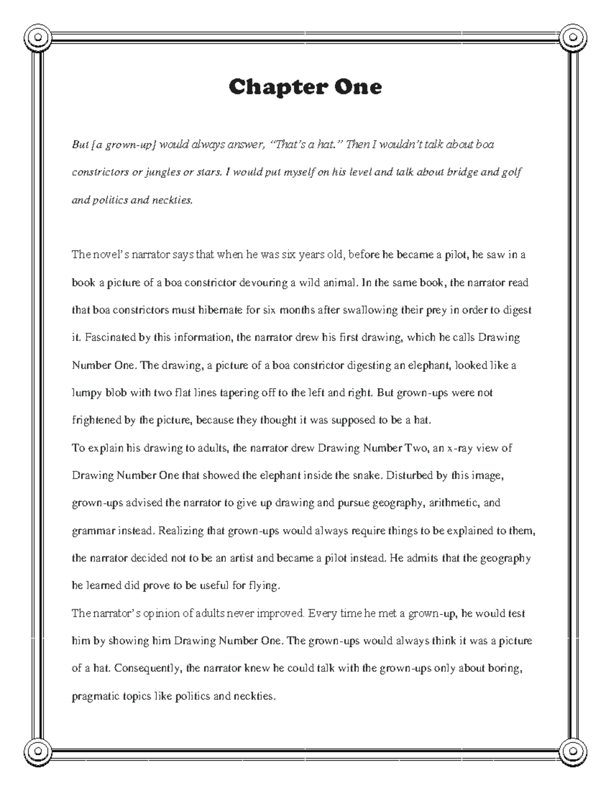 Summary of *The Little Prince* Chapters 1-17 Analysis - Studocu