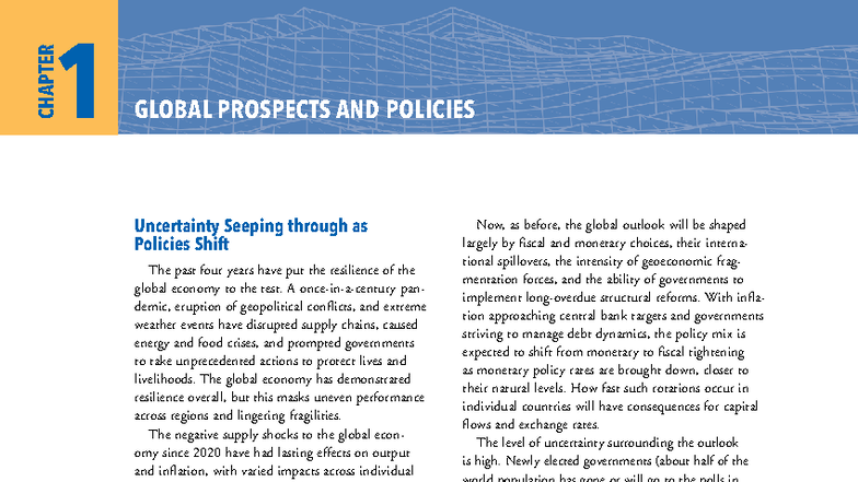 WORLD ECONOMIC OUTLOOK: CHAPTER 1 - GLOBAL PROSPECTS AND POLICIES - Studocu