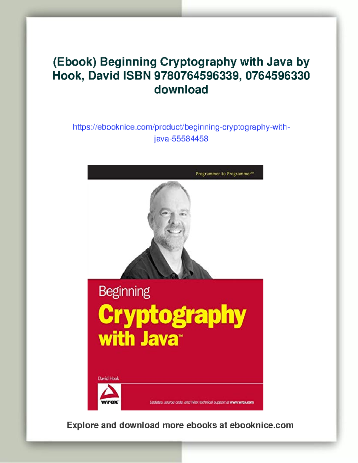 Beginning Cryptography with Java (CS101) - David Hook's Guide - Studocu