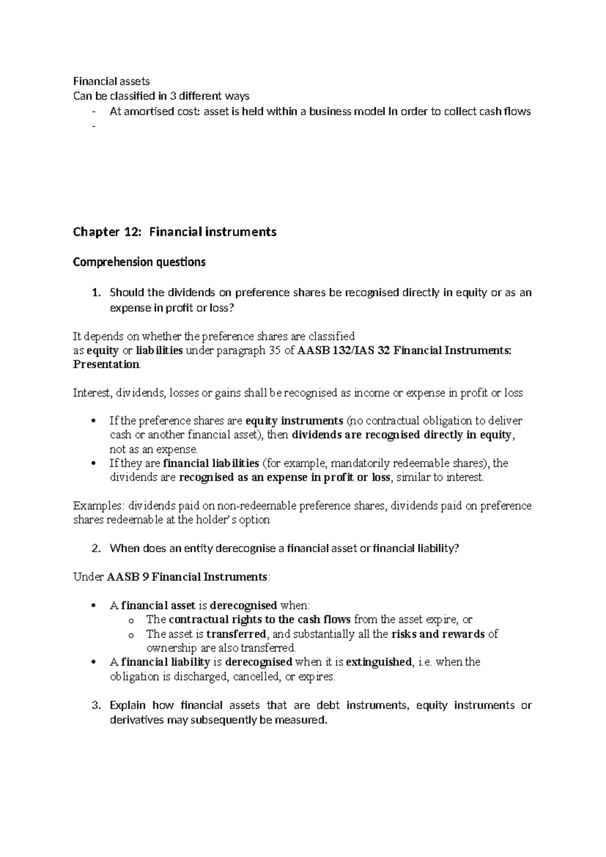 Week 12 Tutorial Questions: Financial Instruments & Intangible Assets ...