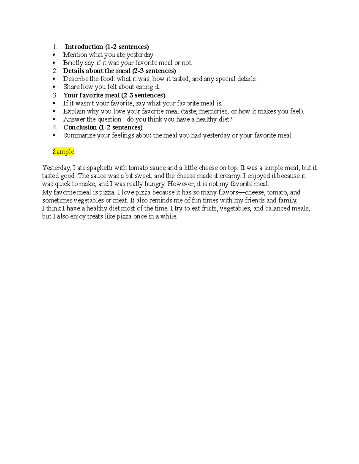 E Writing Lesson 11 - Meal Reflection and Healthy Diet Assessment - Studocu