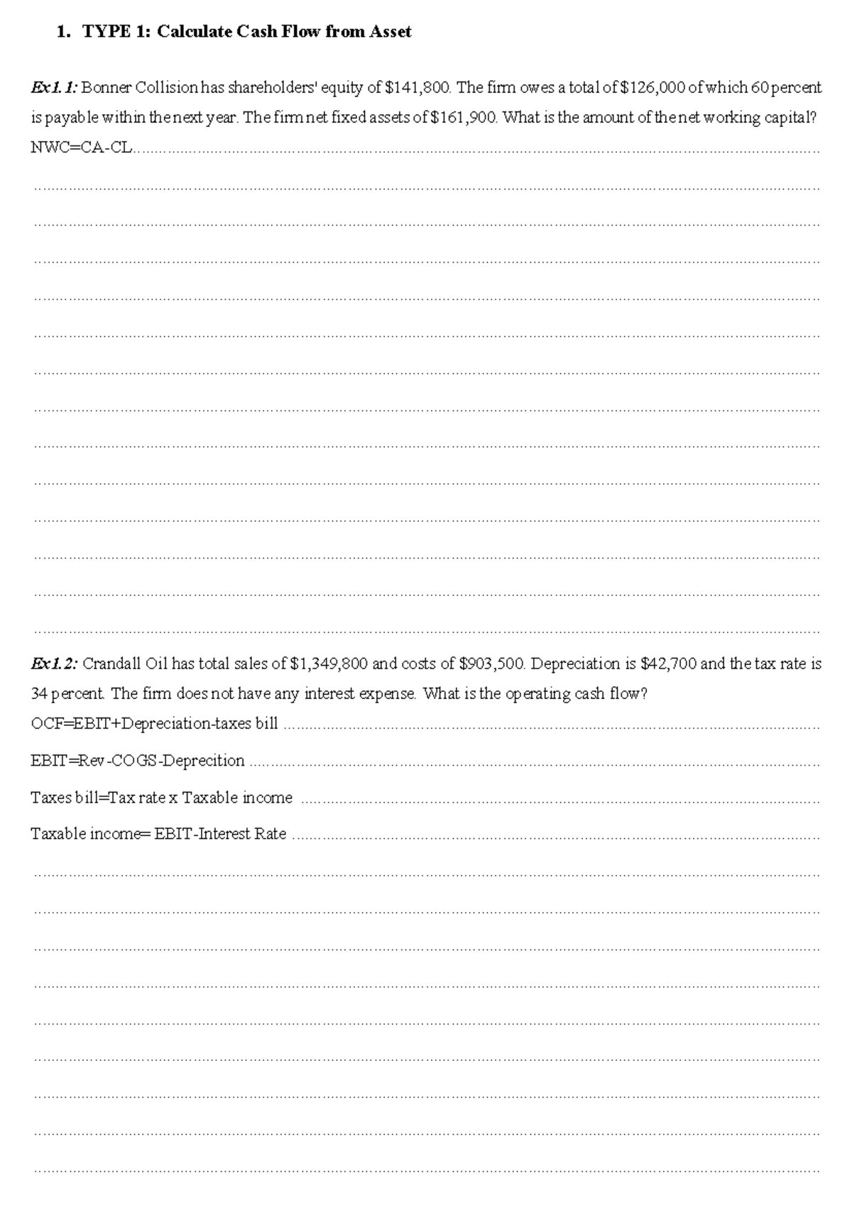 Revision Problems for Financial Analysis (FIN 101) - Studocu