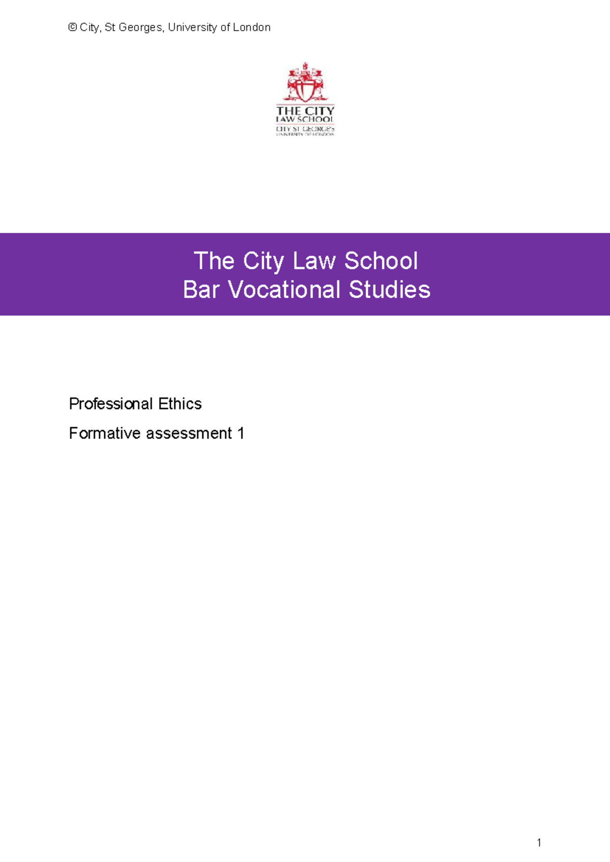 PE Formative Assessment 1: Professional Ethics in Legal Practice - Studocu