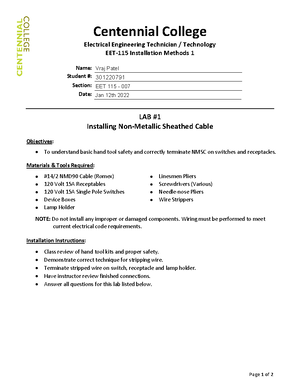 LAB3 - EET 115 Lab 3 - Questions: State the CEC Rule number if the code ...