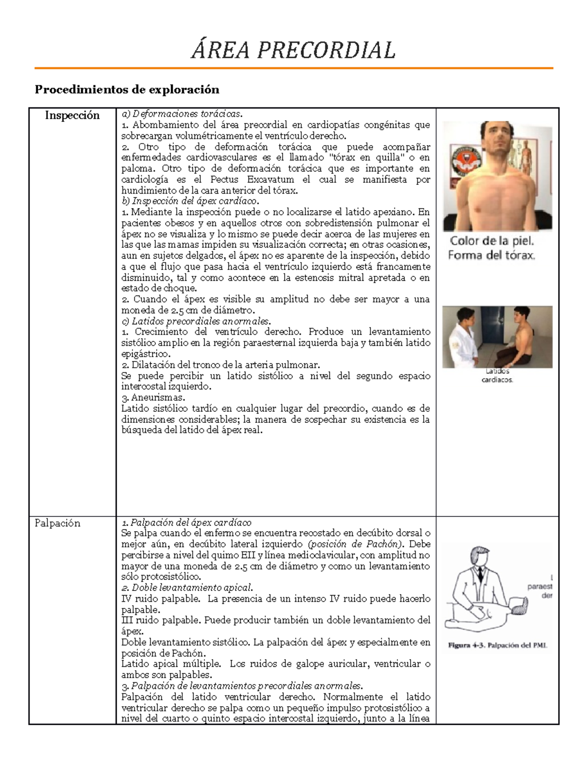 ÁREA PRECORDIAL. Procedimientos de exploración y patologías ...
