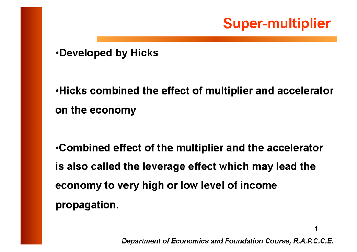 Super-multiplier Analysis for Economics Course - R.A.P.C.C. - Studocu