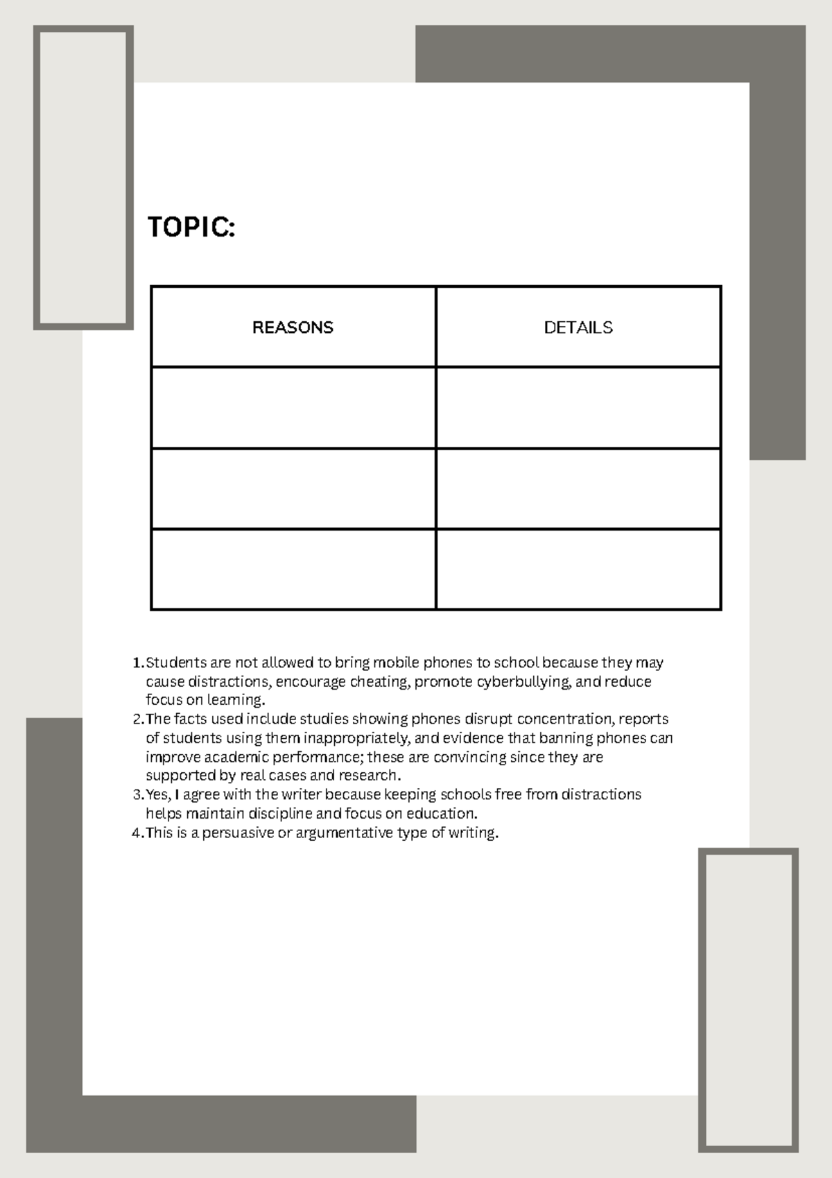 Grey White Minimalist Lines Blank Pages Border A4 Document - REASONS ...