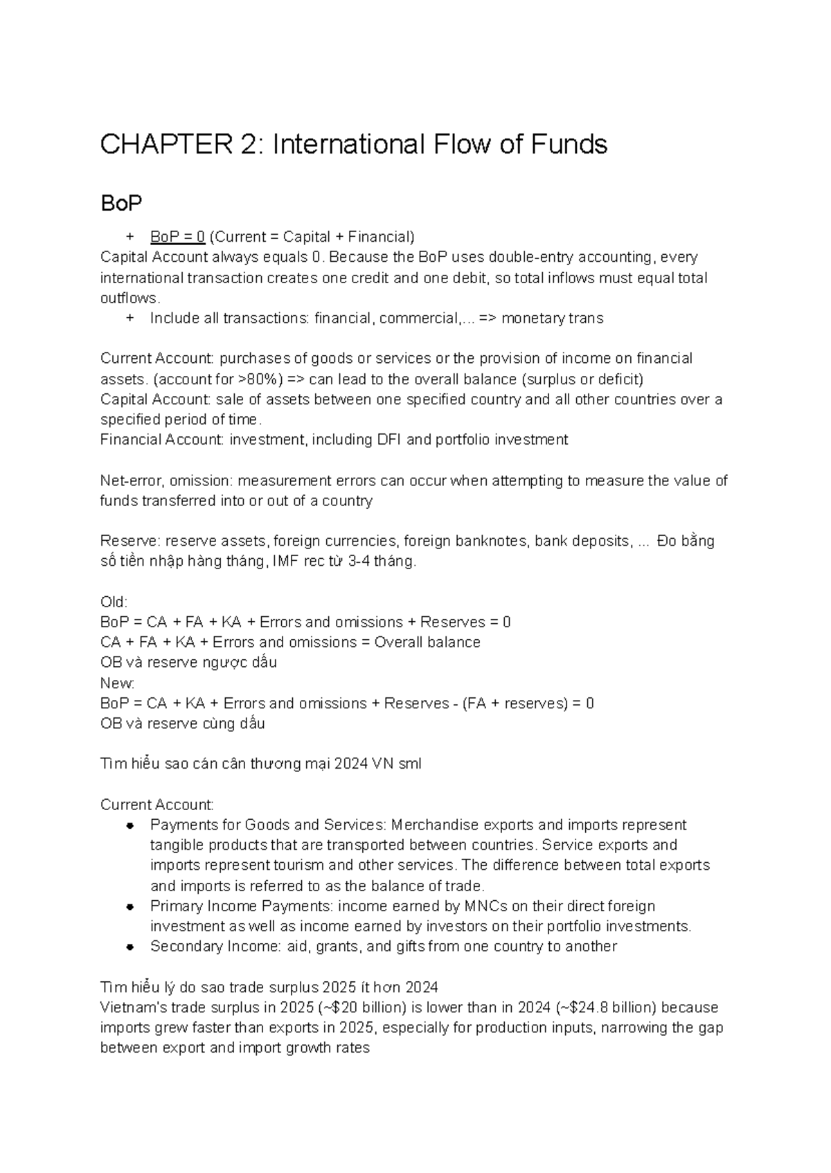 CHAPTER 2: International Flow of Funds in BoP Analysis - Studocu