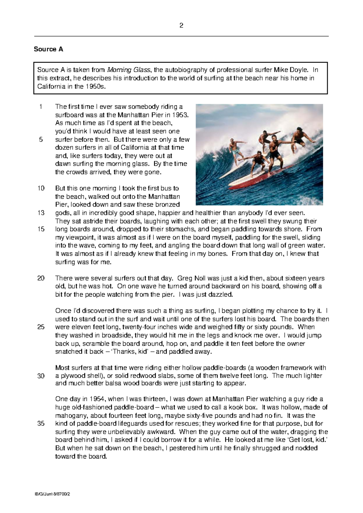 GCSE English Language Paper 2: Source A - Mike Doyle's Surfing Journey ...