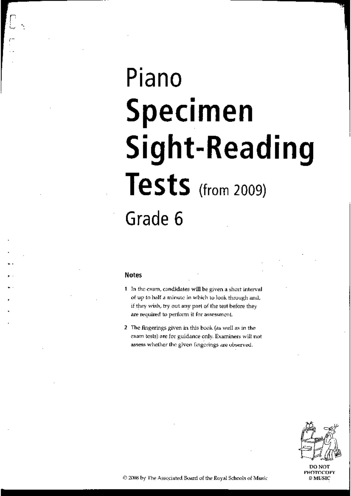 Grade 6 Piano Specimen Tests Notes (2009) - Performance Guidelines ...