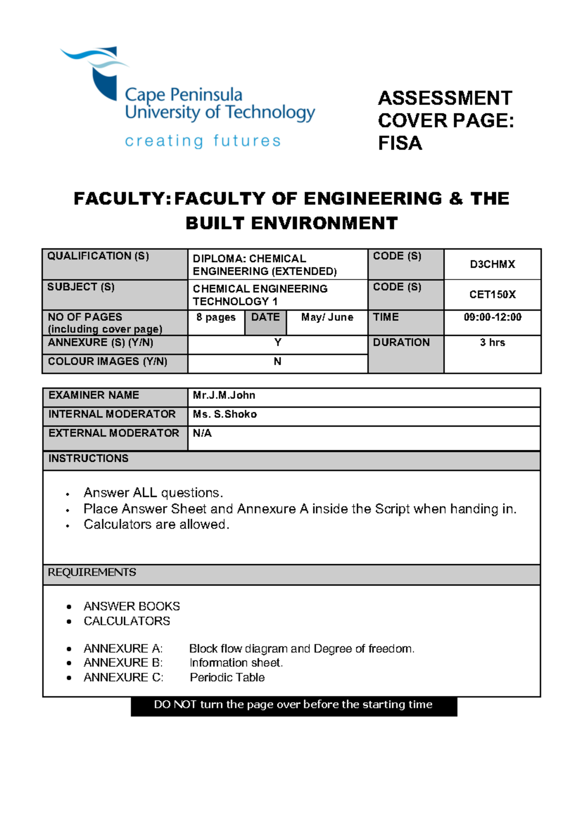 CET150X FISA 2023 - Practice Final Exam Questions and Guidelines - Studocu