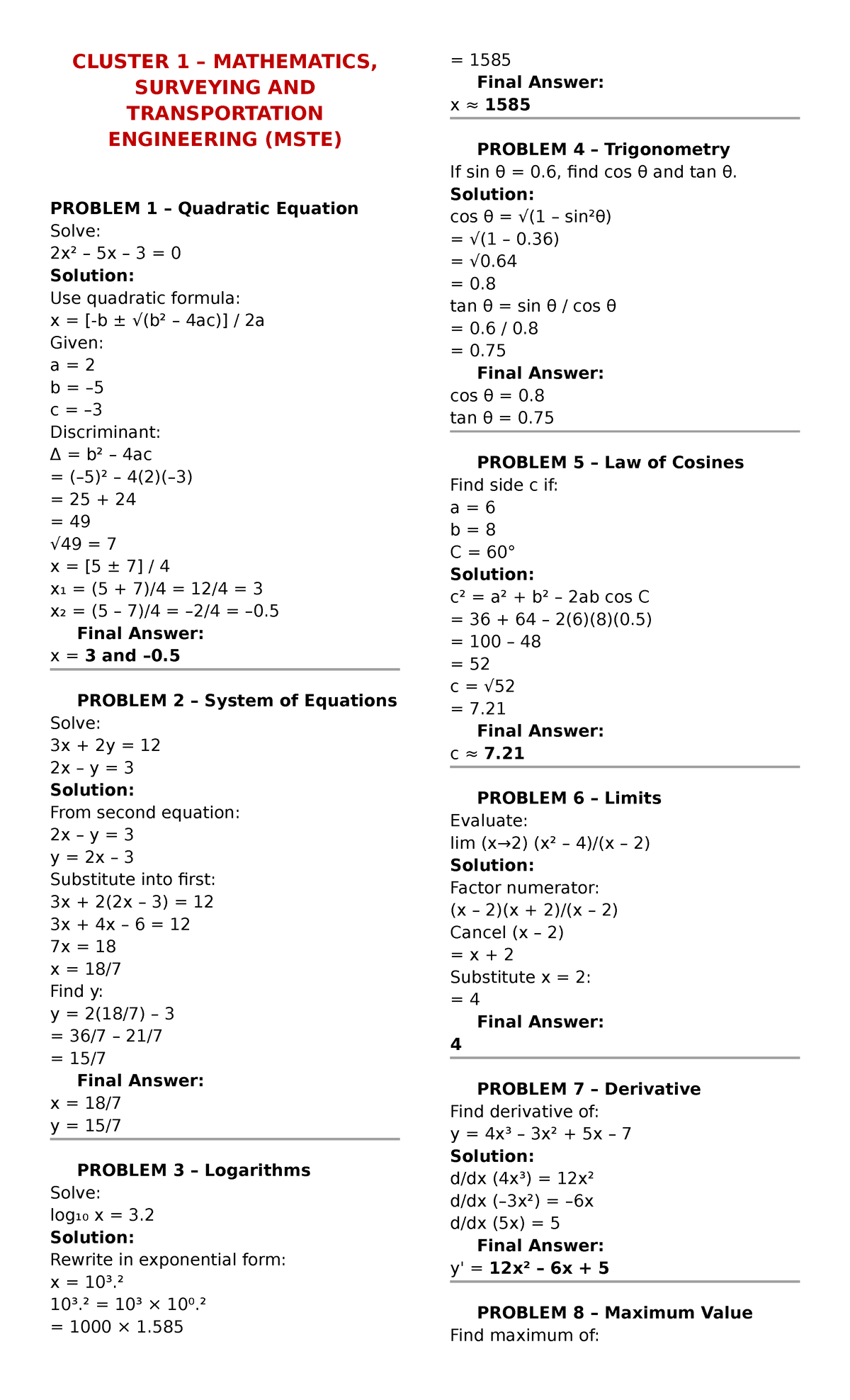 MSTE 300 Review Questions with Solutions - Comprehensive Guide - Studocu