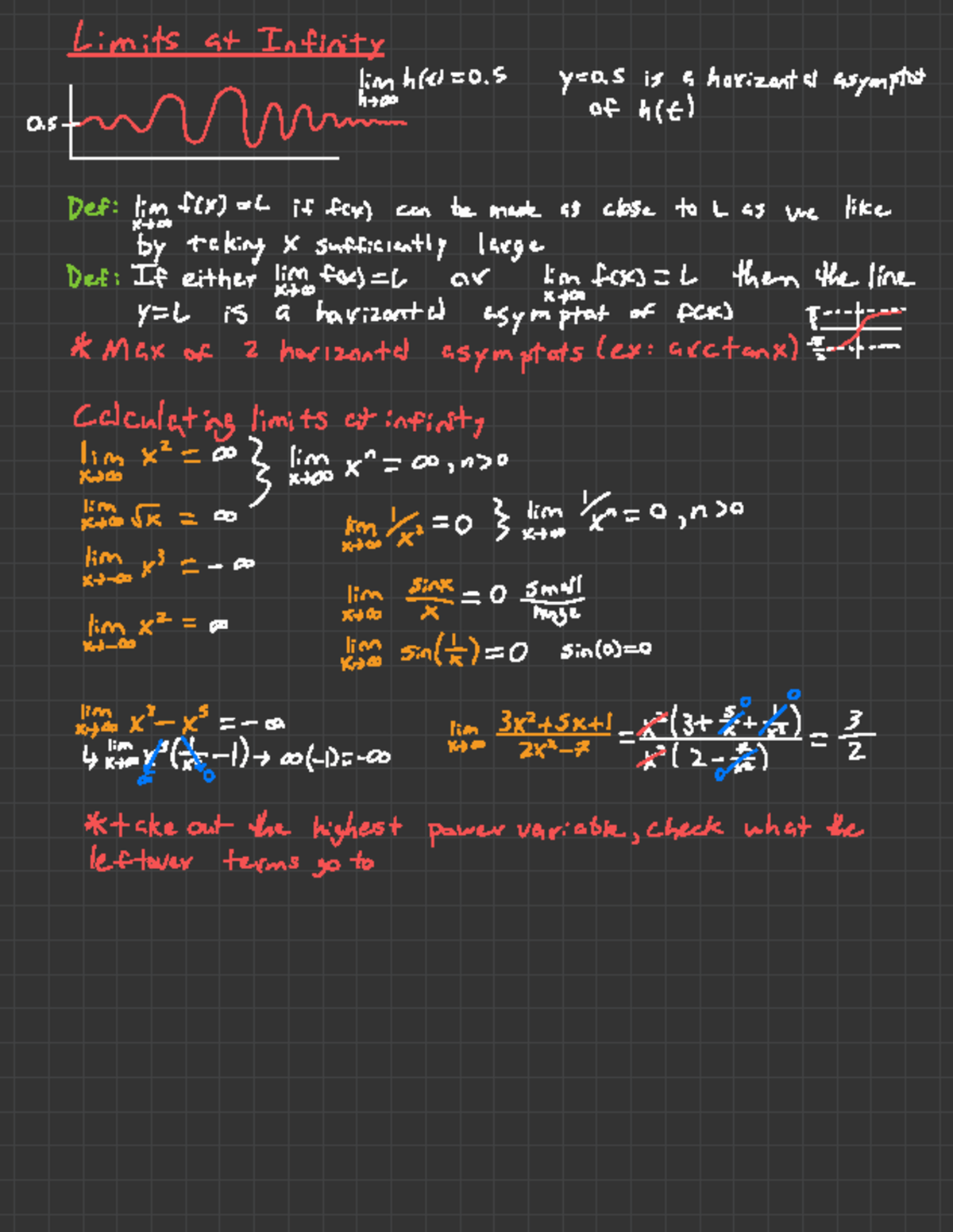Calculus 1 Notes: Limits at Infinity and Asymptotes - Studocu