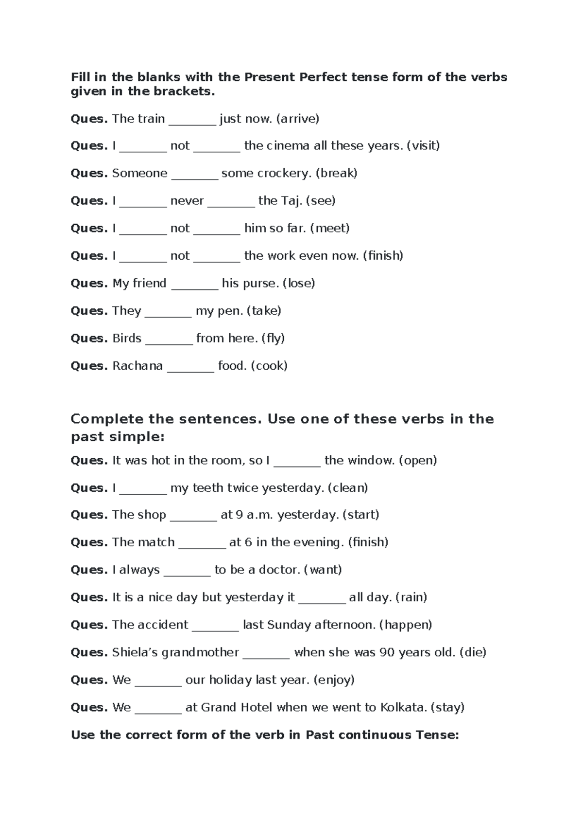 Tenses Practice Exercises for Class 7 English Grammar - Studocu
