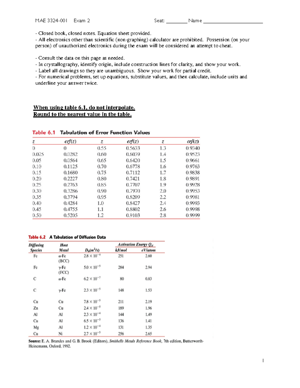 Sample exam 2 - Example of an Exam - Closed book, closed notes ...