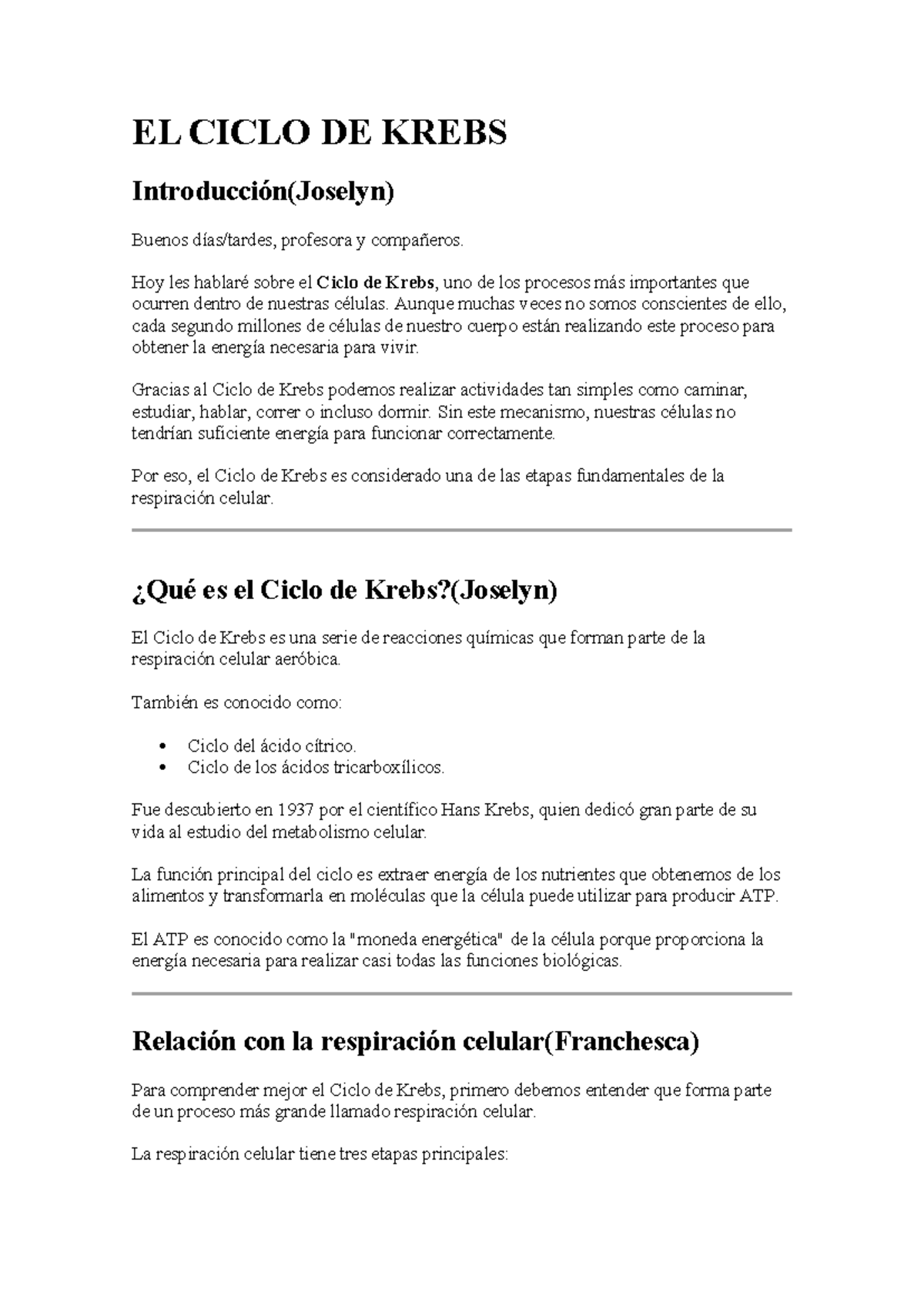Ciclo de Krebs: Proceso Fundamental en la Respiración Celular - Studocu