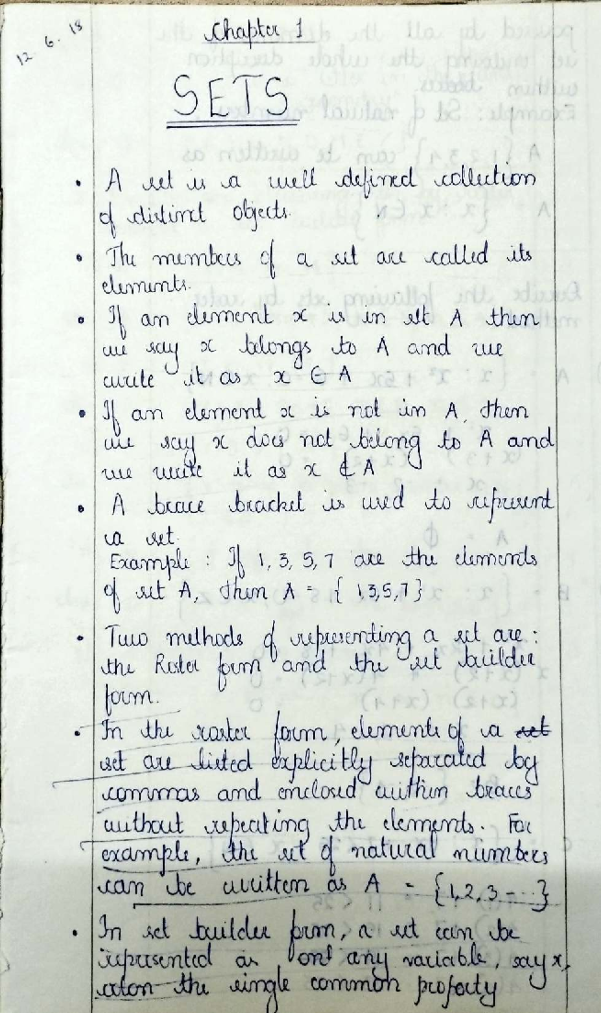 Sets 1 - CBSE Class 12 Handwritten Lecture Notes on Sets and Relations ...