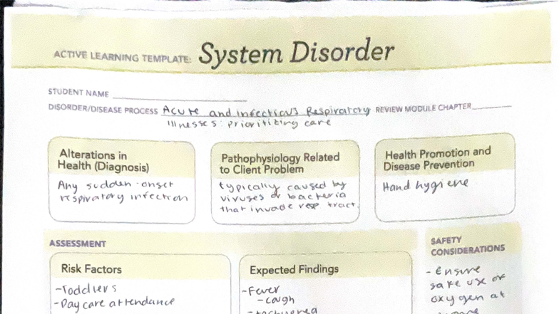 ACTIVE LEARNING TEMPLATE: System Disorders Review - Respiratory ...