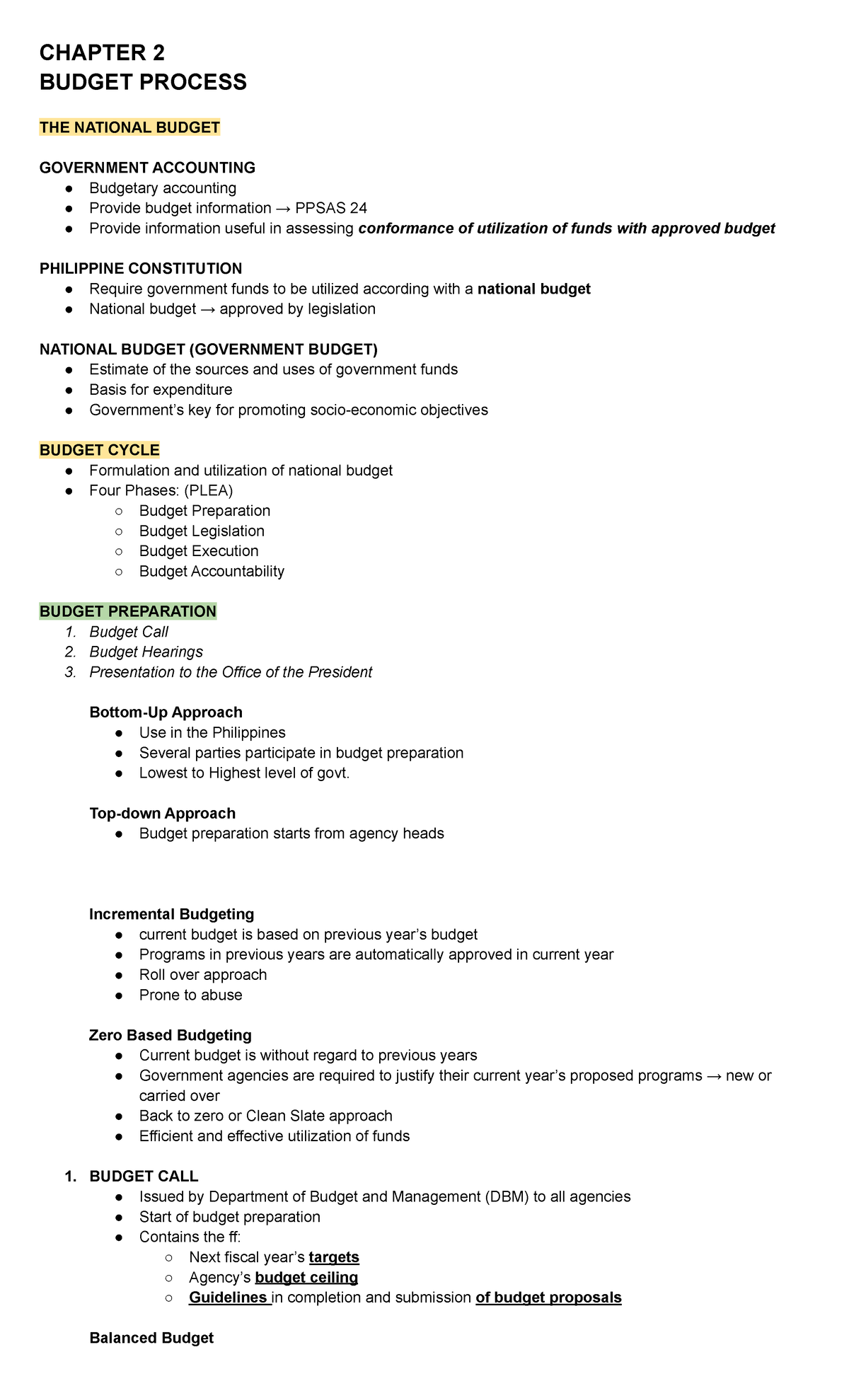 Government Accounting - Chapter 2 - CHAPTER 2 BUDGET PROCESS THE NATIONAL BUDGET GOVERNMENT ...
